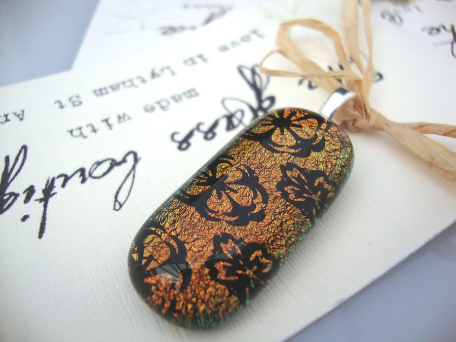 fused glass dichroic pendant - Folksy