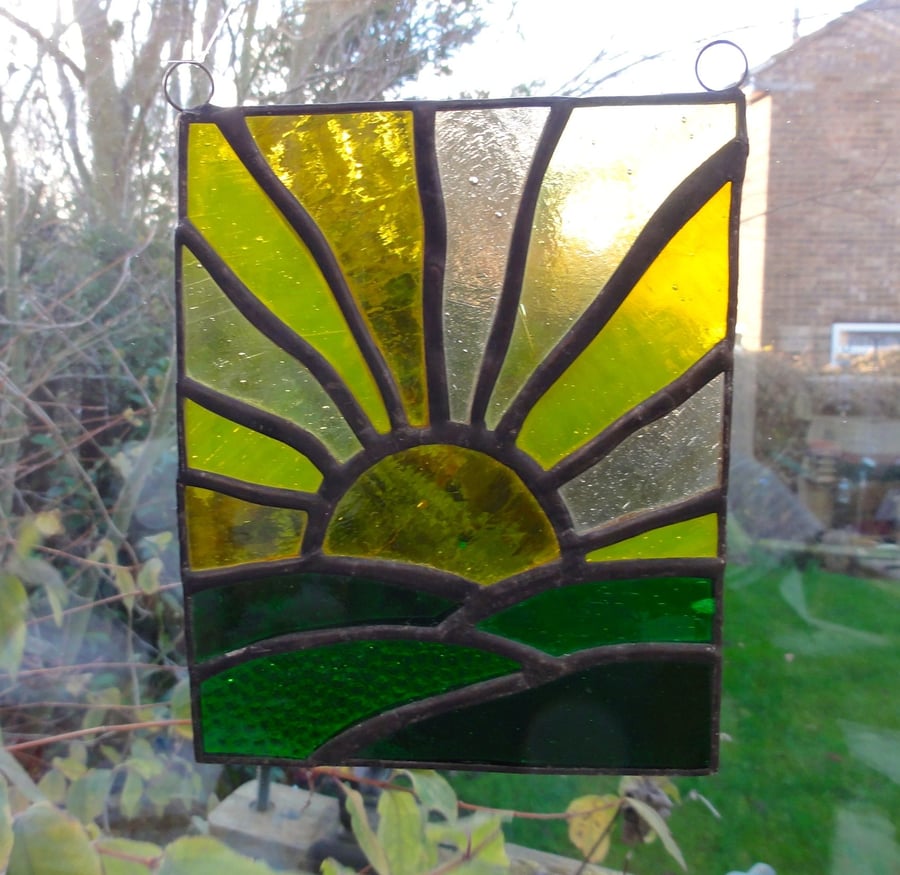 Stained Glass Sunset Panel - Folksy