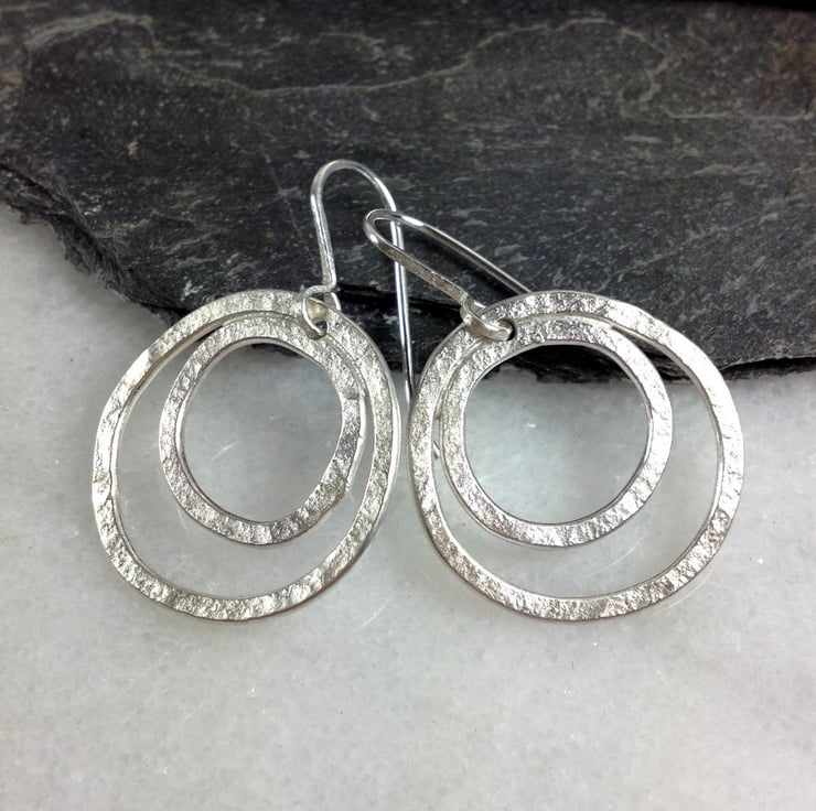 Sterling silver Ripple earrings - Folksy