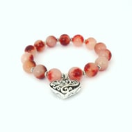 Red kunzite bracelet with chunky tibetan silver... - Folksy