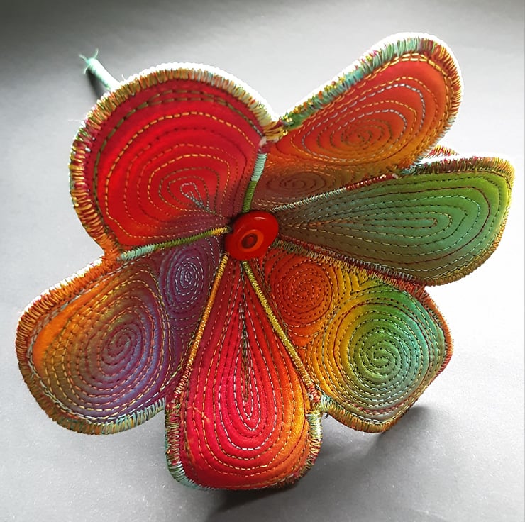 Rainbow Textile Art Flower - Folksy