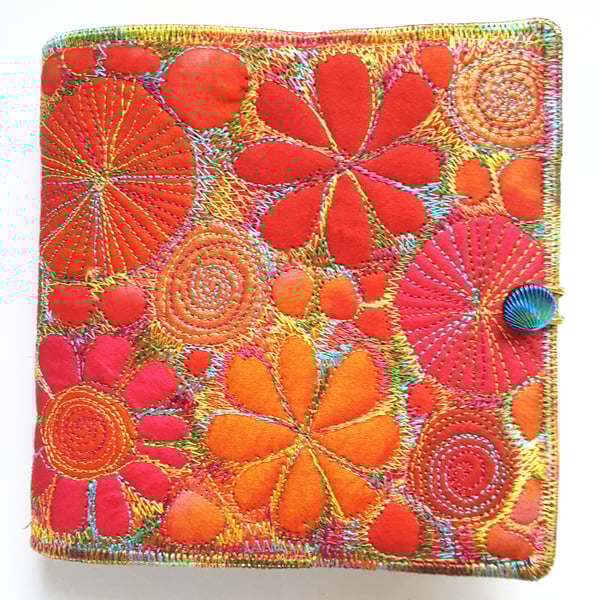 Textile Art Book Cover with Square Sketchbook - Folksy