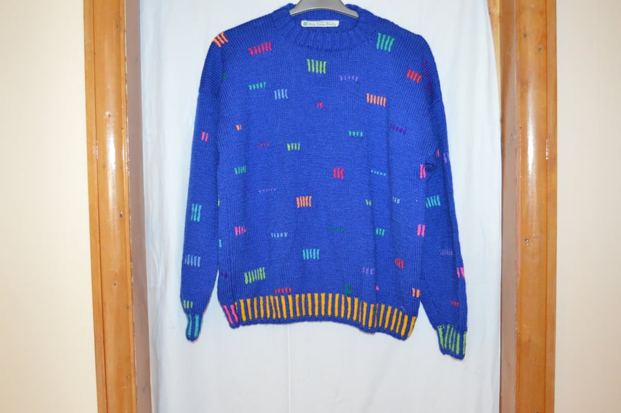 Bright blue jumper with that hint of colour - Folksy