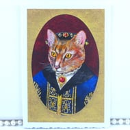 Tudor Gentleman Cat Miniature Portrait Blank Card - Folksy