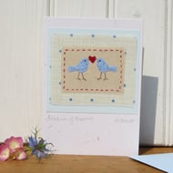 Two Little Bluebirds hand-stitched detailed min... - Folksy