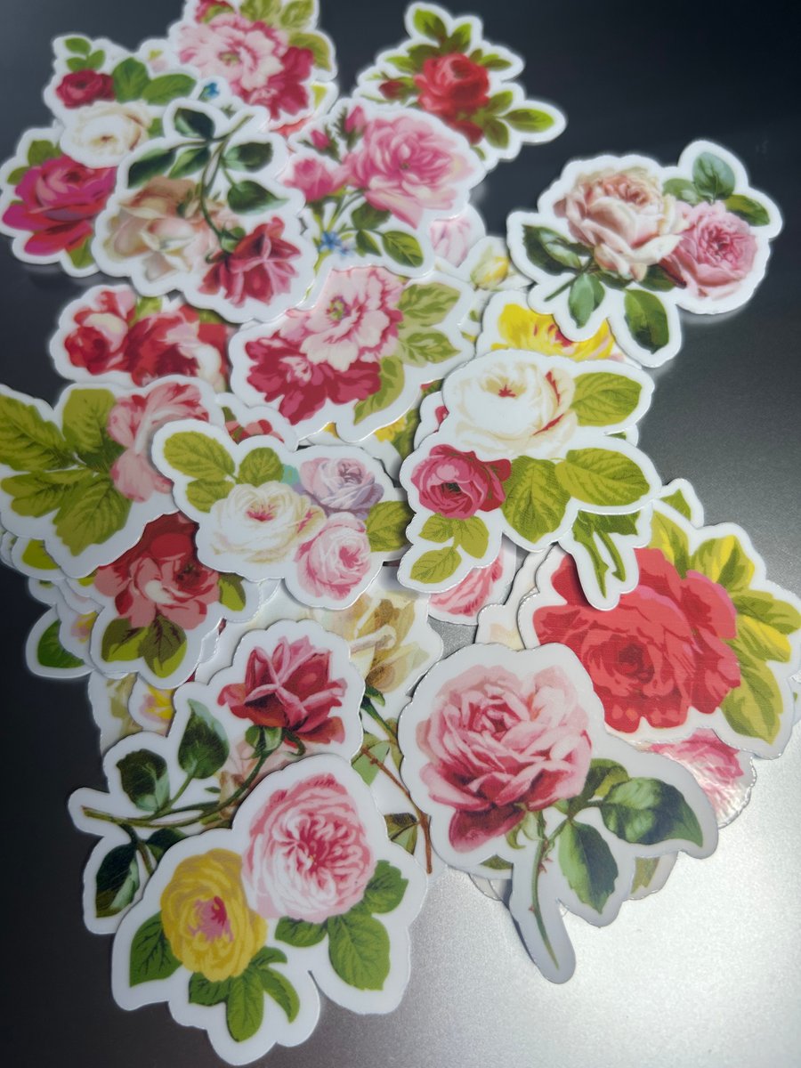 Vintage Rose And Mixed Flower Stickers - Folksy