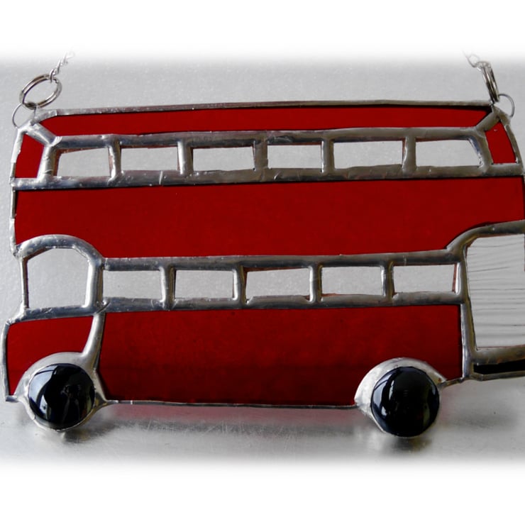 London Bus Suncatcher Stained Glass Red Double ... - Folksy