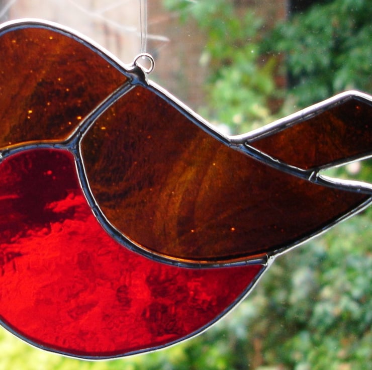 CHRISTMAS ROBIN IN STAINED GLASS - Folksy