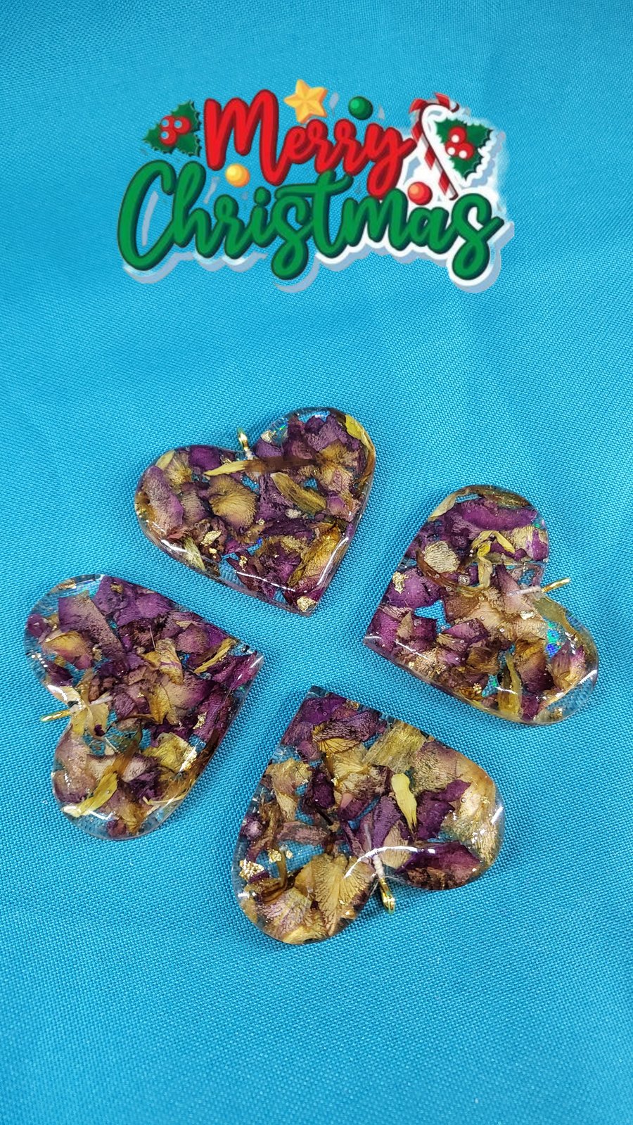 Christmas tree decoration hearts, epoxy resin - Folksy