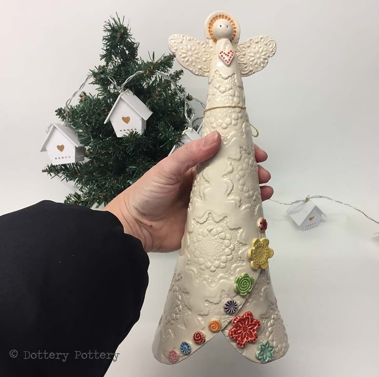 Huge Ceramic Angel Christmas decoration Pottery... - Folksy
