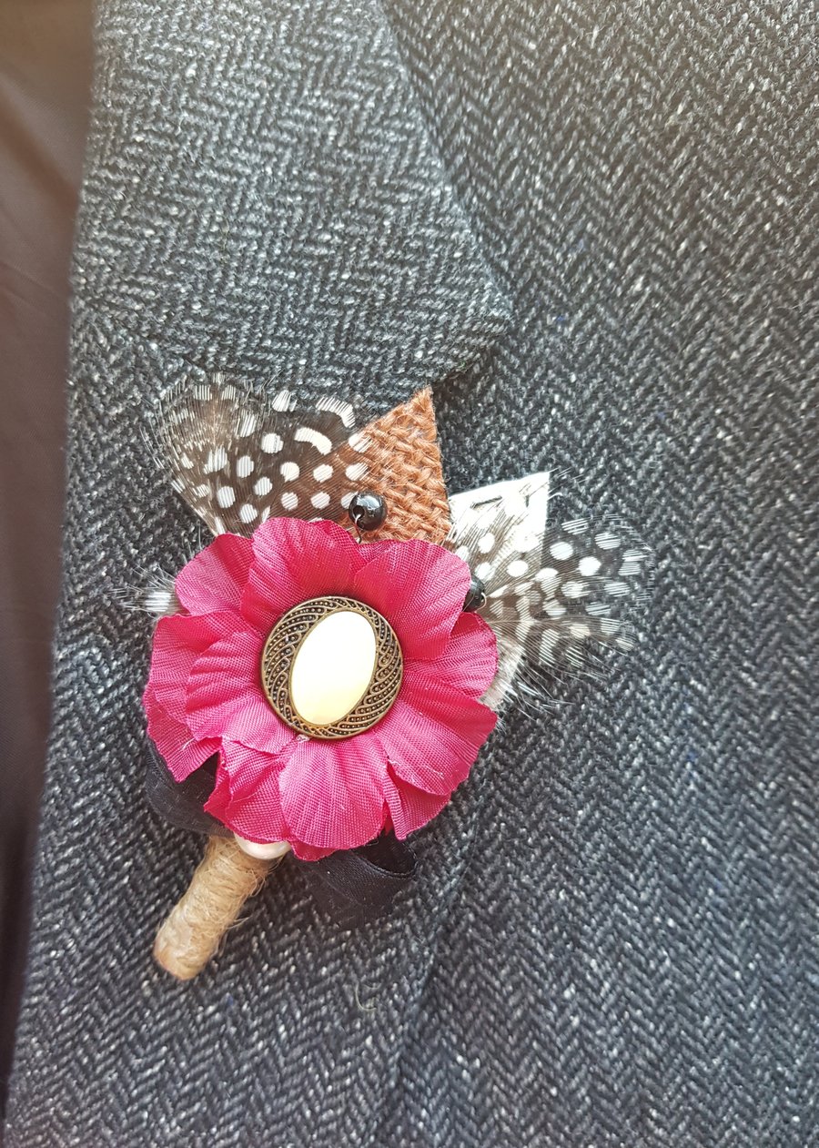 Boho boutonniere for men, pin boutonniere rusti... - Folksy