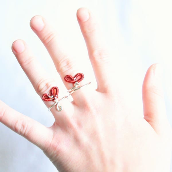 Red Heart Ring, Love ring, Mothers gift, Copper... - Folksy