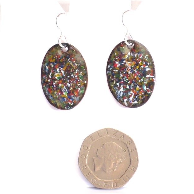 multicolour, enamel chip on clear earrings - ov... - Folksy