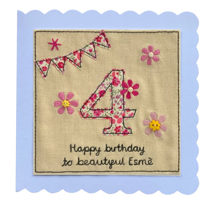 Number Birthday Card, Liberty Floral Card Name ... - Folksy