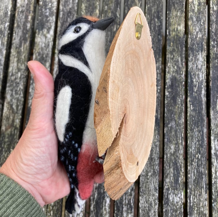 Woodpecker, needle felted woollen sculpture, b... - Folksy