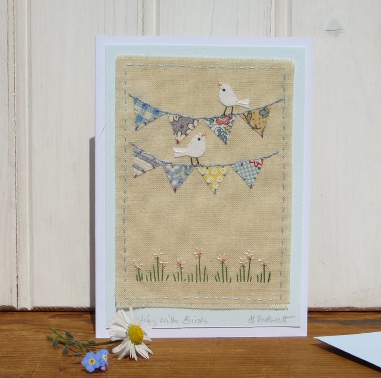 Hand-stitched mini bunting, little white doves,... - Folksy