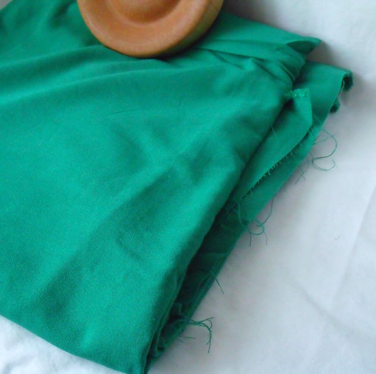 green polyester clothing fabric, unused remnant... - Folksy
