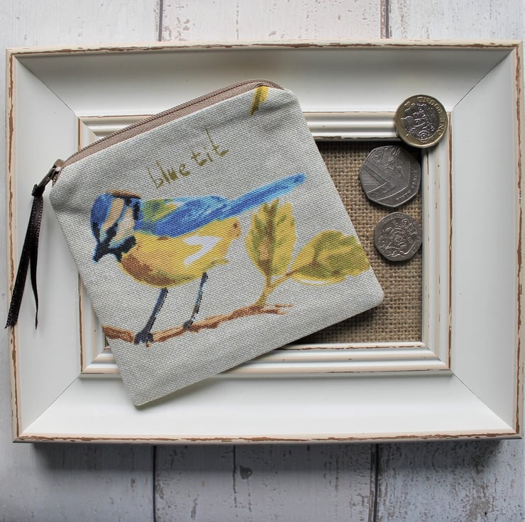 Garden Bird Print Zipped Coin Purse - Folksy