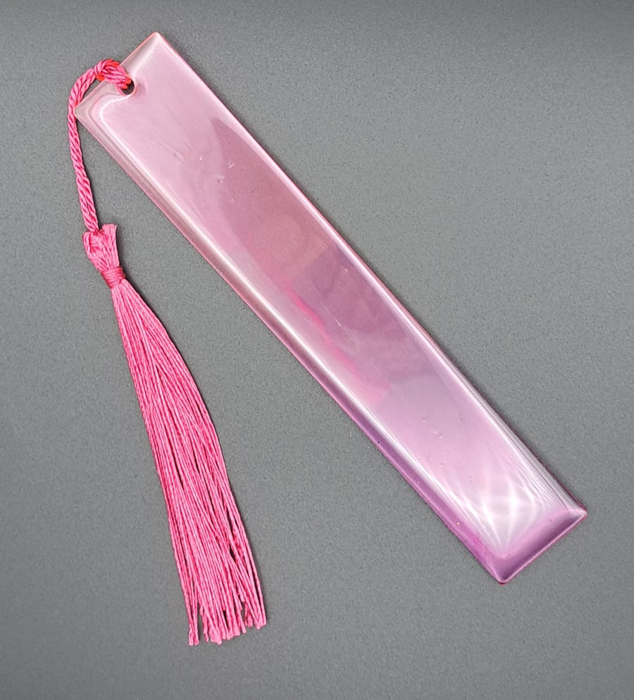 Pink shimmer bookmark with pink tassel - Folksy