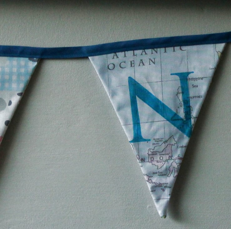 Personalised World Map and Cloud Bunting 2m (in... - Folksy