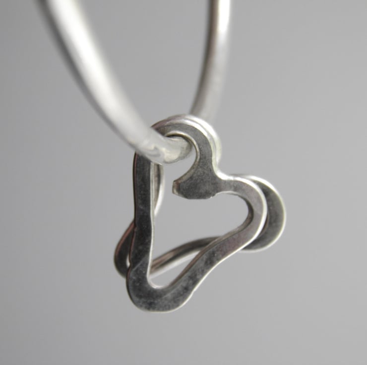 Sterling Silver Heart Bangle, Handcrafted Doubl... - Folksy