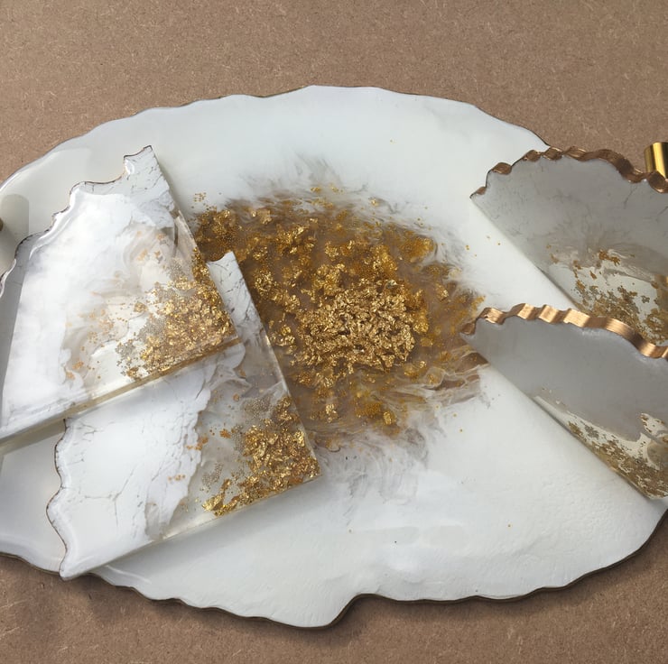 Luxury decorative resin tray and 4 coasters in ... - Folksy
