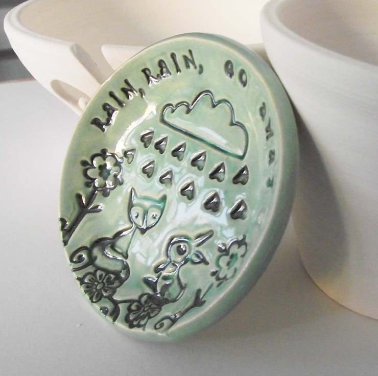 Blue woodland ceramic dish - Folksy