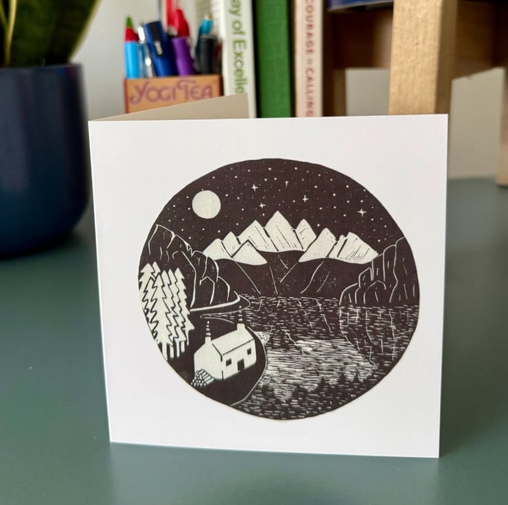 Moonlit Mountains : Blank Greetings Card from a... - Folksy