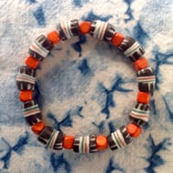 Stretchy red and black African bead bracelet wi... - Folksy