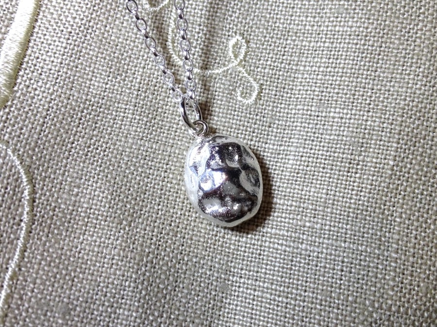 Solid Silver Molten Nugget Pendant - Folksy