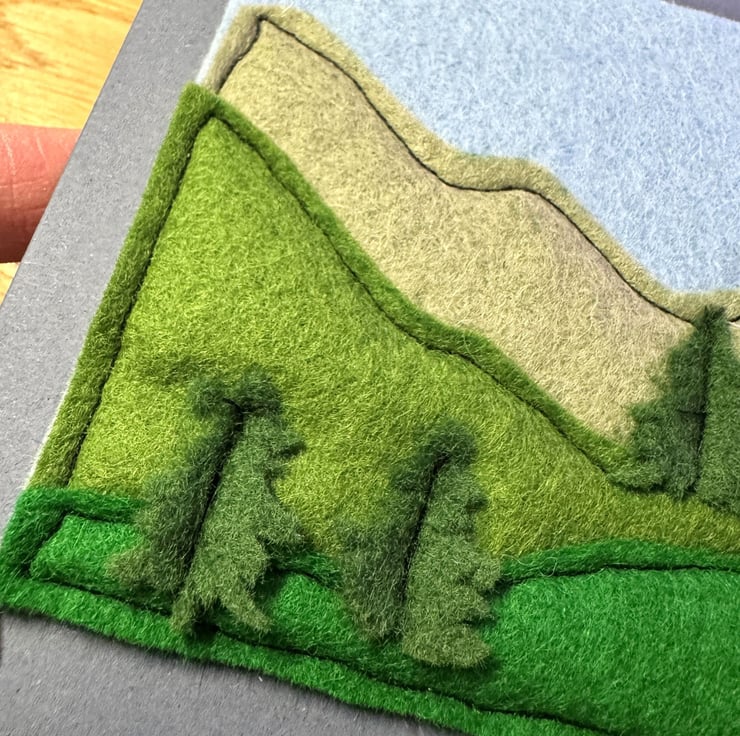 Scottish Hills - Felt and Freehand Embroidery S... - Folksy