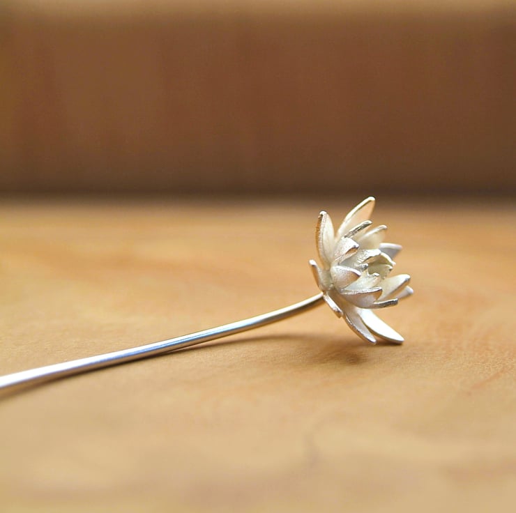 Lotus Flower Brooch Pin, Sterling Silver Lotus ... - Folksy