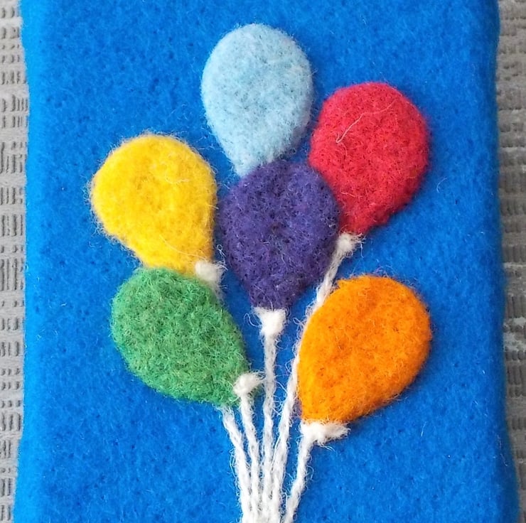Balloons felt picture miniature textile artwork... - Folksy
