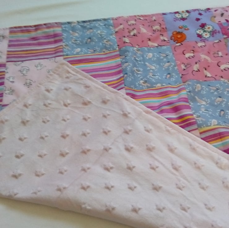 Pink Baby Patchwork Cot Blanket - Folksy