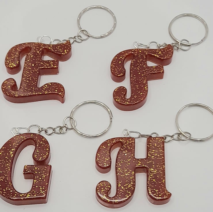 Red Wine and Golden Glitter Alphabet Keyrings -... - Folksy