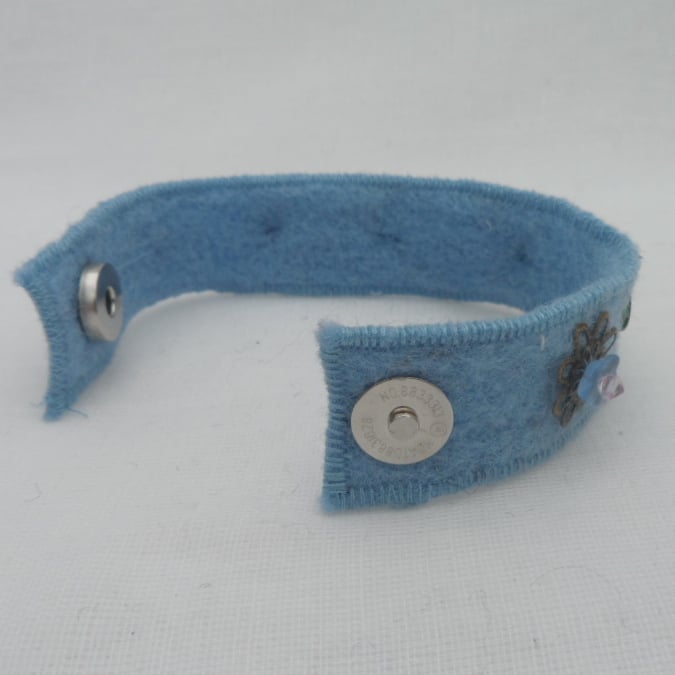 Beaded Felt Band Bracelet, Cuff, blue - Folksy