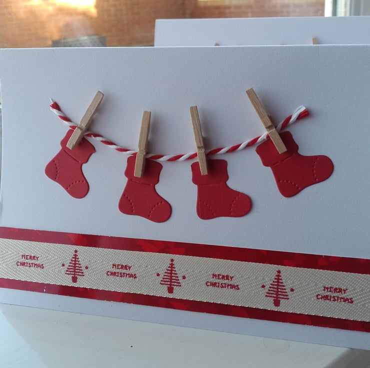 Pack of 4 stockings Christmas cards - Folksy