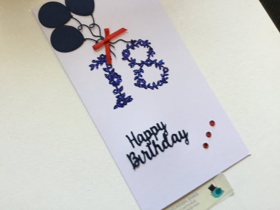 Handmade 18th Birthday card. Anniversary card. ... - Folksy