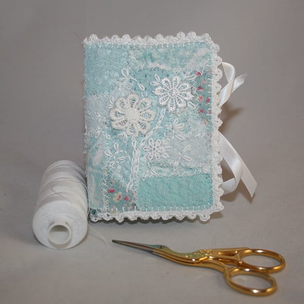 Patchwork and lace hand-stitched needle book - Folksy
