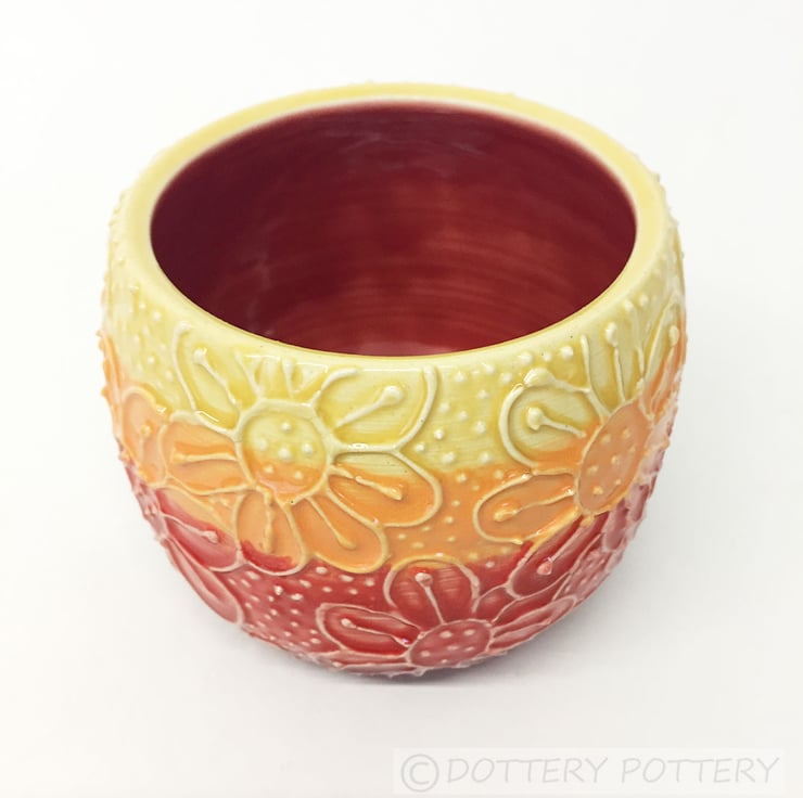 Orange ceramic pot small pottery bowl beautiful... - Folksy