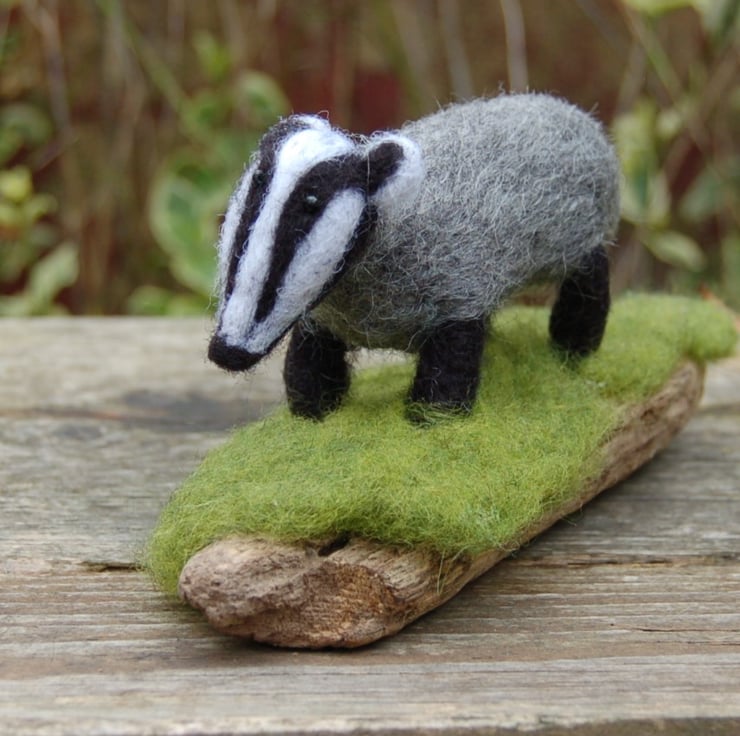 Needle felt Badger. Textile art sculpture - Folksy