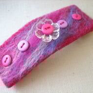 Felted Pink Flower Hair Slide - Folksy