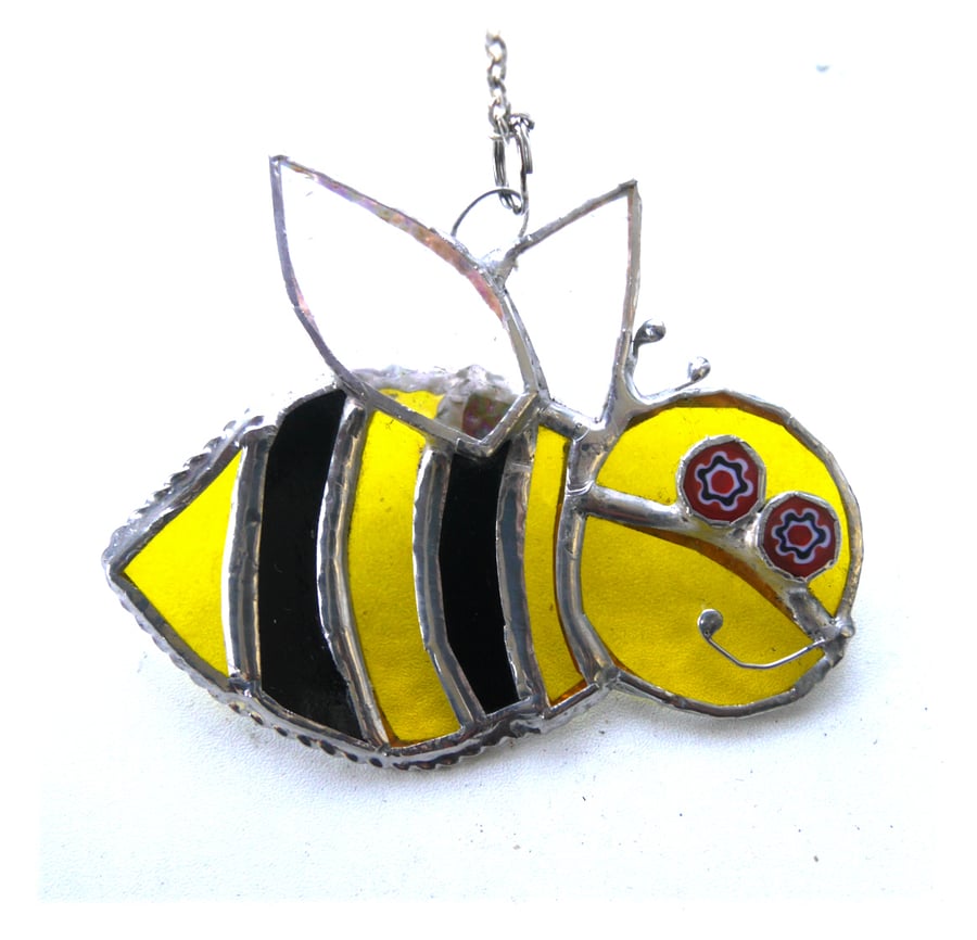 SOLD Bee Happy Suncatcher Stained Glass Bumble ... - Folksy