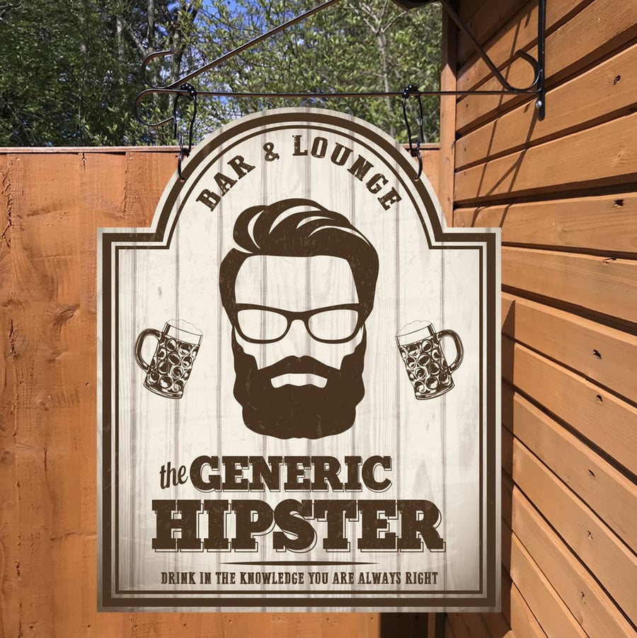 Hipster Bar - Hanging personalised bar sign - Folksy