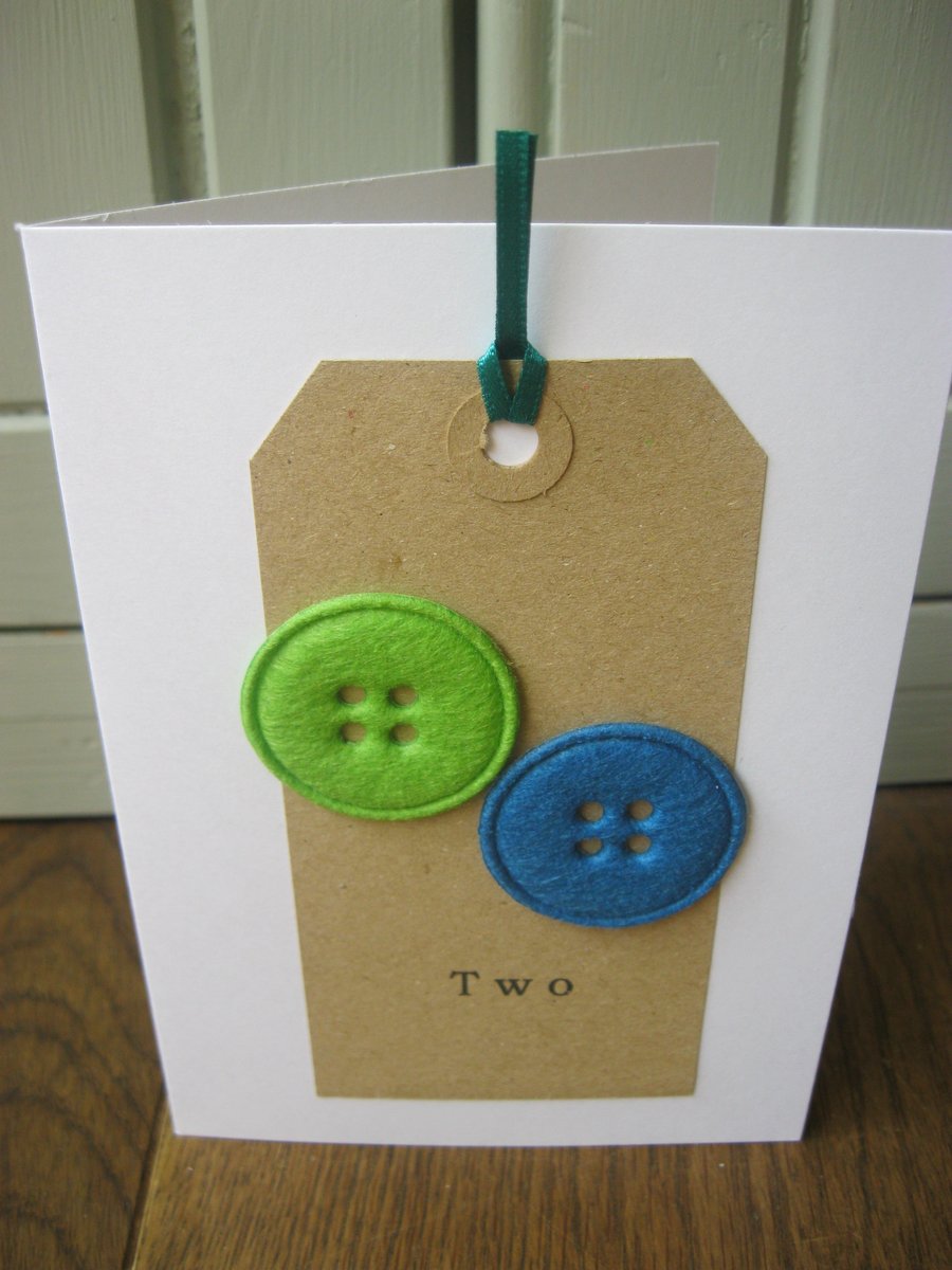 Button Birthday Cards, Number 2 - Folksy