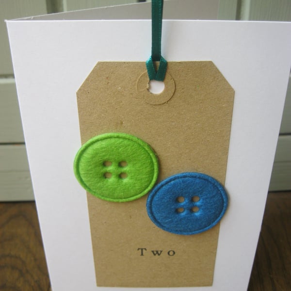 Button Birthday Cards, Number 2 - Folksy