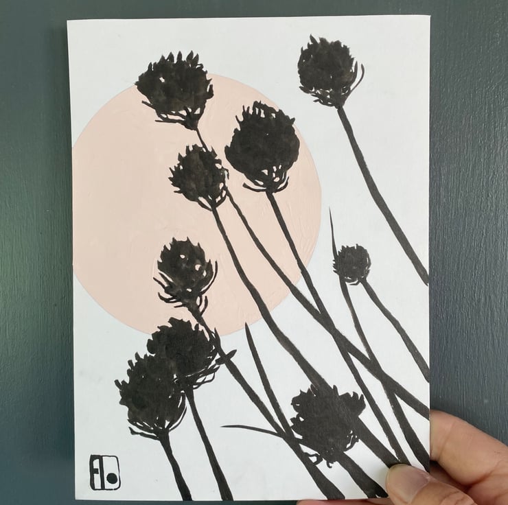 Garden Chives, shadow painting, original artwor... - Folksy