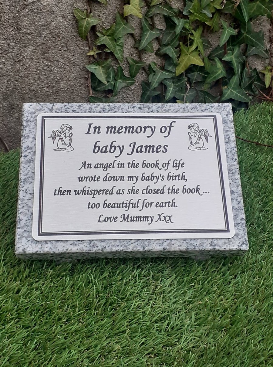 Personalised Granite Memorial Plaque Baby Grave... - Folksy