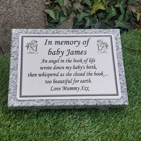 Personalised Granite Memorial Plaque Baby Grave... - Folksy
