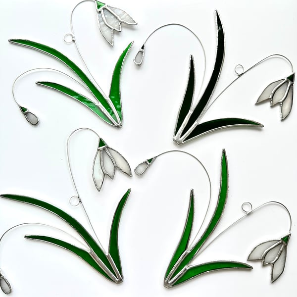Stained Glass Snowdrop Suncatcher - Handmade Ha... - Folksy